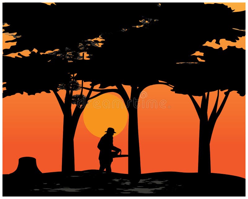 Silhouette Deforestation Vector Design Stock Vector - Illustration of ...