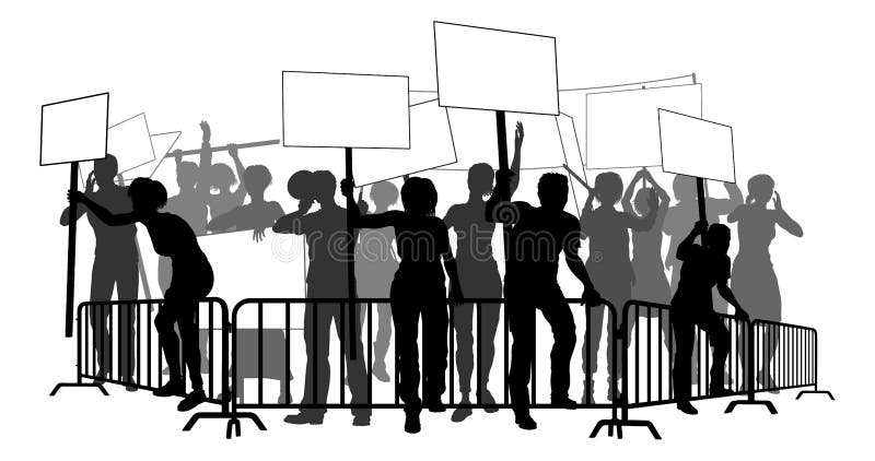 Silhouette Demonstrator Crowd Protest Rally Strike Stock Vector ...