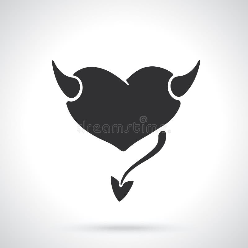Silhouette of devil heart stock vector. Illustration of simple - 84530366