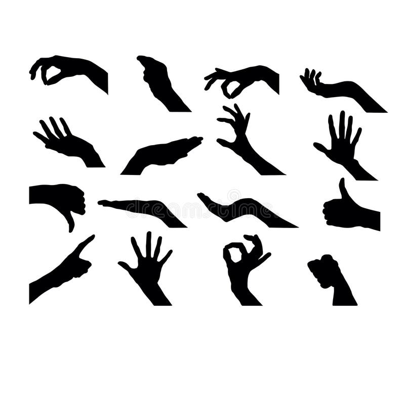 Silhouette of Different Pose Hand Finger Stock Vector - Illustration of ...