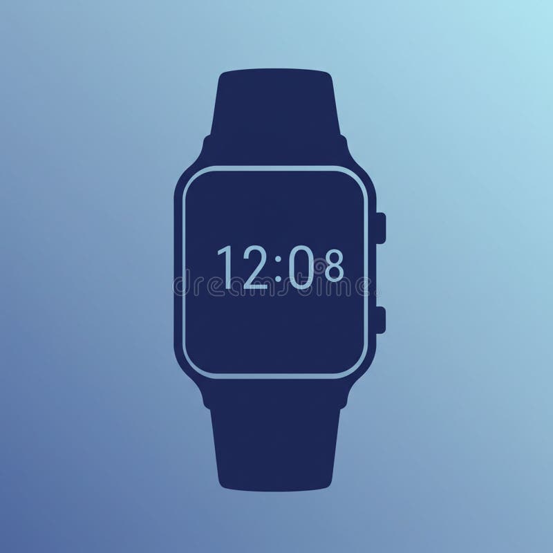 Silhouette of a Digital Smartwatch Against a Gradient Blue Background ...