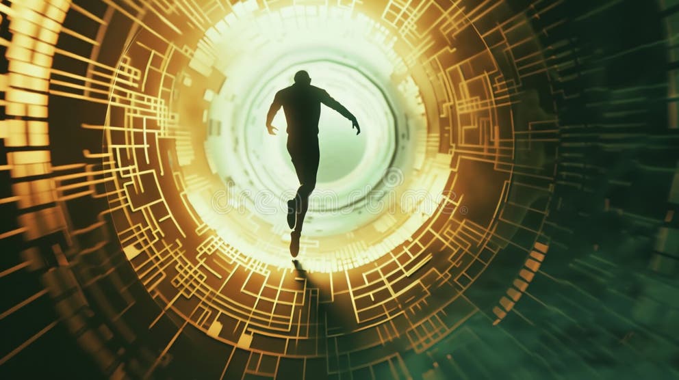 Silhouette in Dimensional Space Loop Reflecting Time Paradox Idea Stock ...