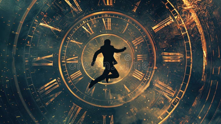 Silhouette in Dimensional Space Loop Reflecting Time Paradox Idea Stock ...