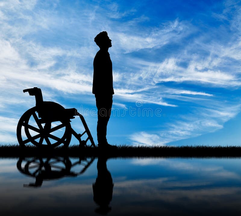 Silhouette of Disabled and Wheelchair Stock Photo - Image of recovery ...