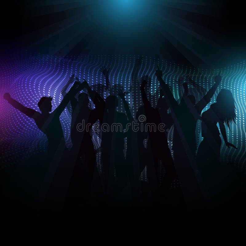 Disco Crowd on Abstract Background with Light Rays Stock Vector ...