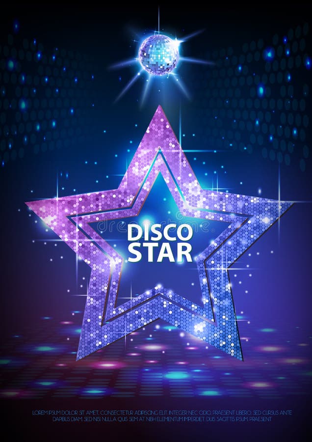 Silhouette Of Disco Star Sign On Disco Ball Background Stock Vector ...