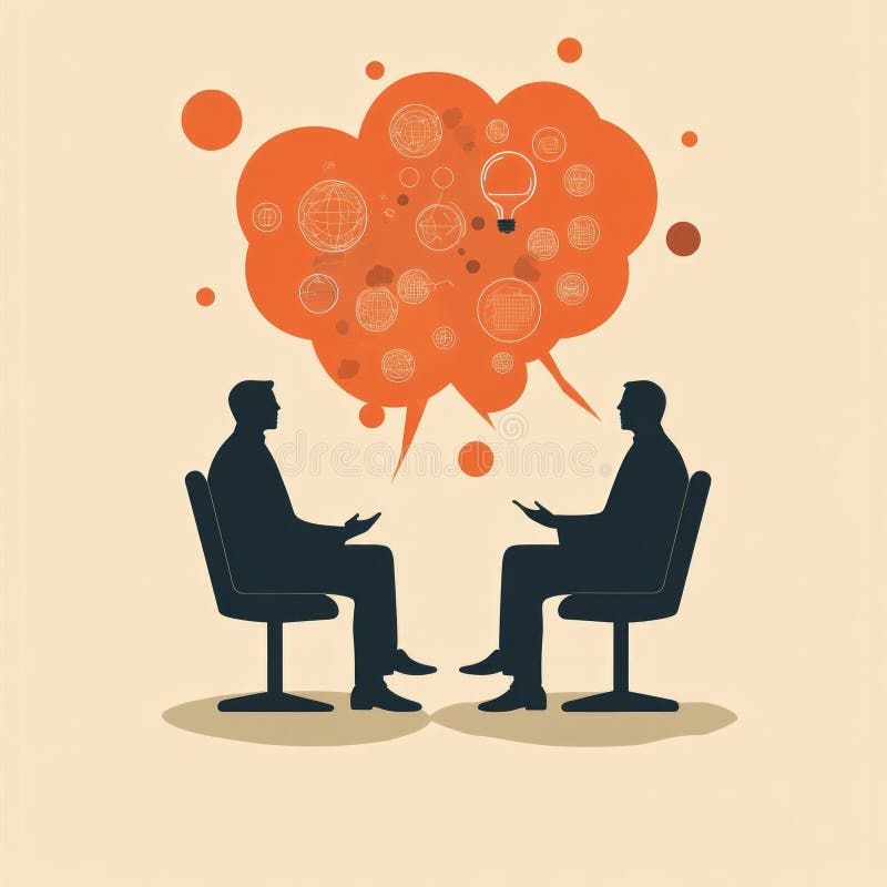 Silhouette Discussion with Thought Bubble Showcasing Creative Exchange ...