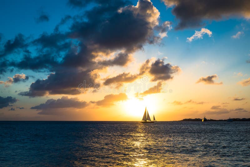 Silhouette of the Distant Boat Stock Image - Image of atlantic, horizon ...