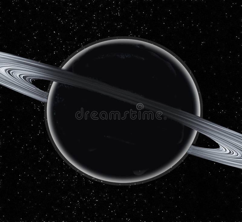 Silhouette of a Distant Mysterious Alien Planet with Rings in Deep ...
