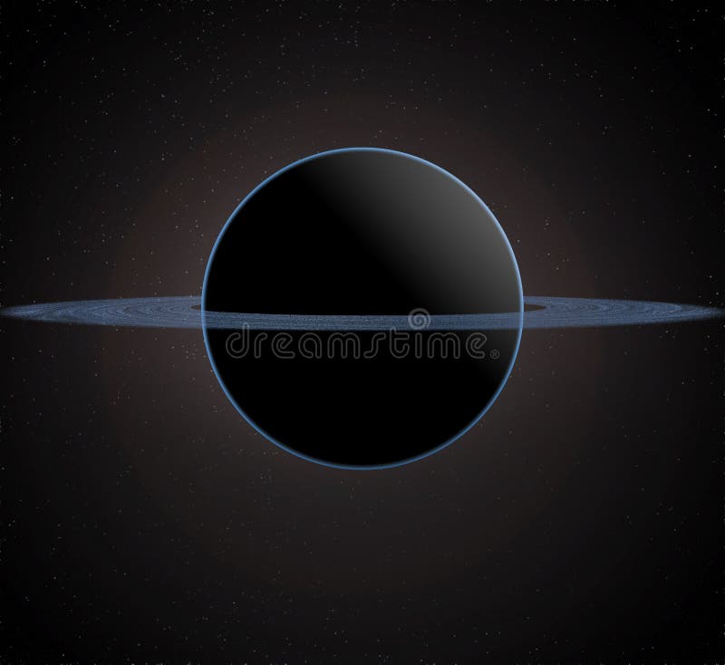 Silhouette of a Distant Mysterious Alien Planet with Rings in Deep ...