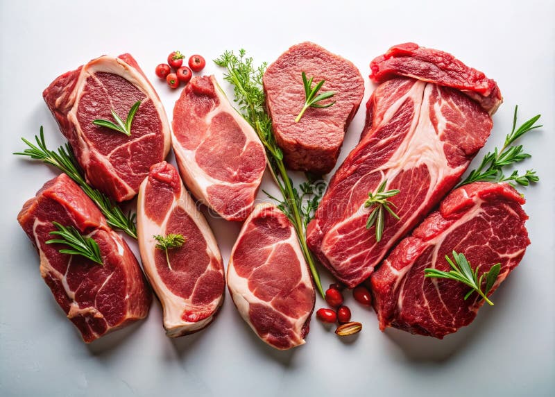 Silhouette of Diverse Meat Cuts Steaks Chops and More Ready for ...