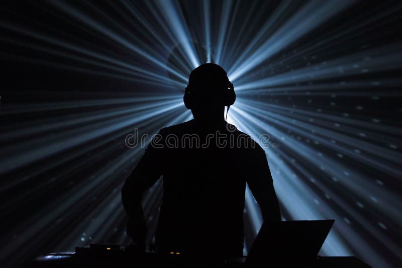 Silhouette of DJ Performing at Event Stock Image - Image of stage ...