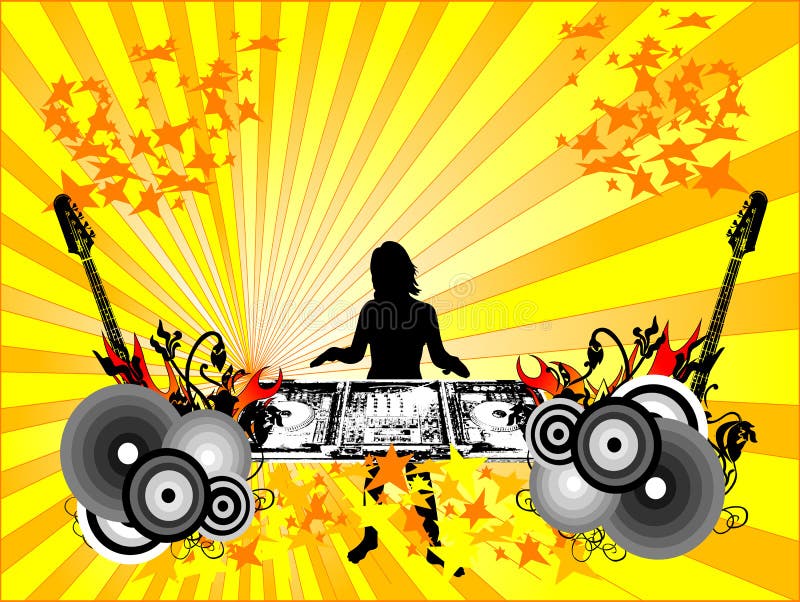 Silhouette Dj of the girl stock vector. Illustration of disco - 2585348