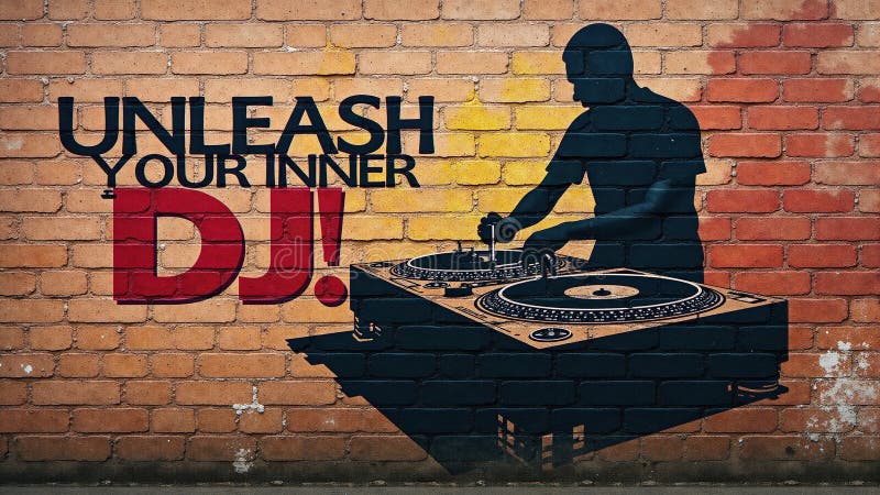 Silhouette Dj Mixing, Brick Wall Backdrop Stock Image - Image of audio ...