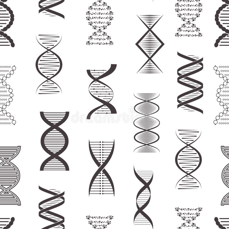 Silhouette DNA Seamless Pattern Background Different Types. Vector ...