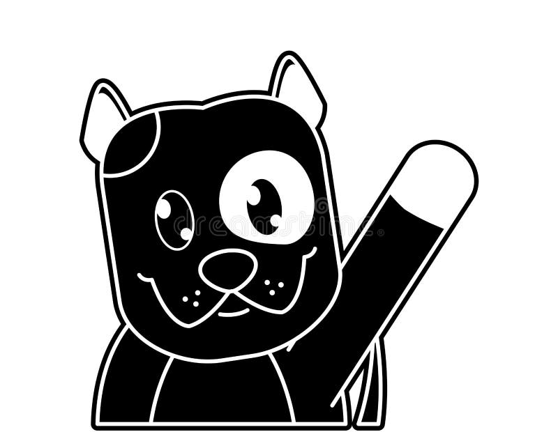 Silhouette Dog Cute Animal with Hand Up Stock Vector - Illustration of ...