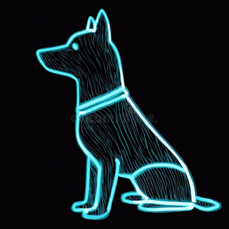 AI generated neon dog stock illustration. Illustration of arts - 307917513