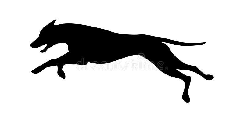 Silhouette of Dog Running. Dog Playing Stock Illustration ...