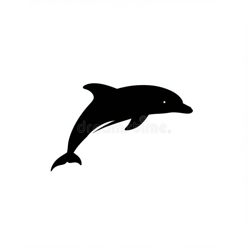 Silhouette of a Dolphin on a White Background. the Dolphin is Shown in ...