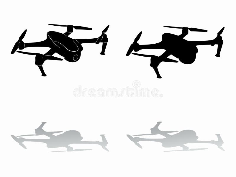 Silhouette of a Drone with Digital Camera Flying Over the Sun Stock ...