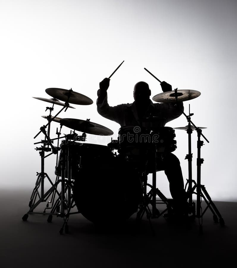 Silhouette of a Drummer stock image. Image of event, concert - 10768273