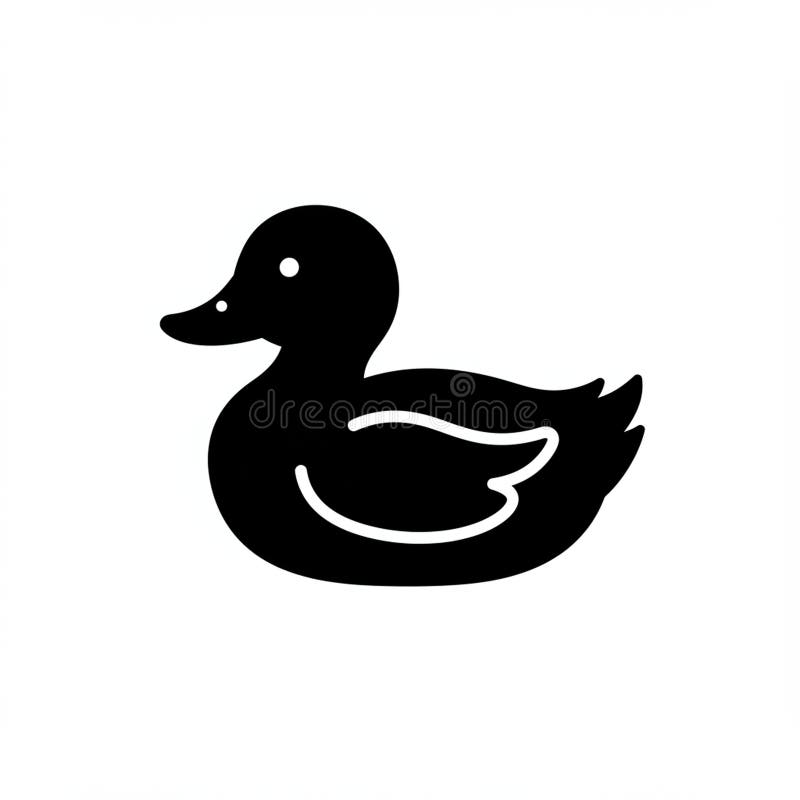 Silhouette of a Duck Facing Left on a White Background. the Duck is ...