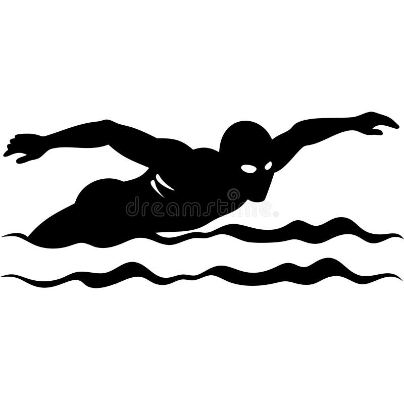 Silhouette of Dynamic Swimmer in Butterfly Stroke Vector Illustration ...