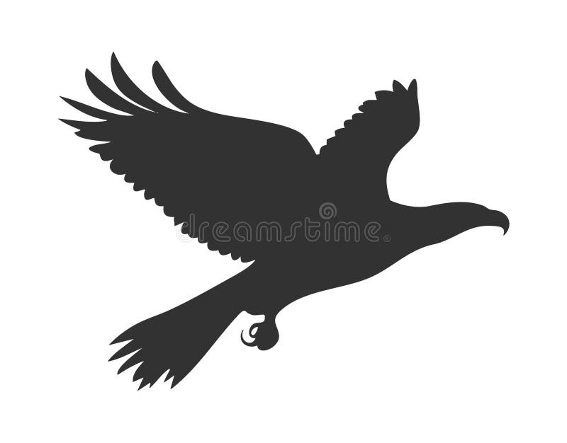 Silhouette of an Eagle in Flight with Wings Spread Wide. Stock Vector ...