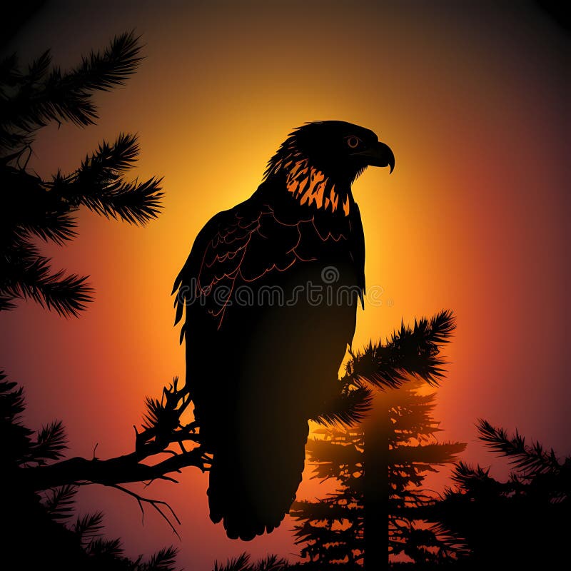 Silhouette of Eagle at Sunset. Generative AI Stock Image - Image of ...