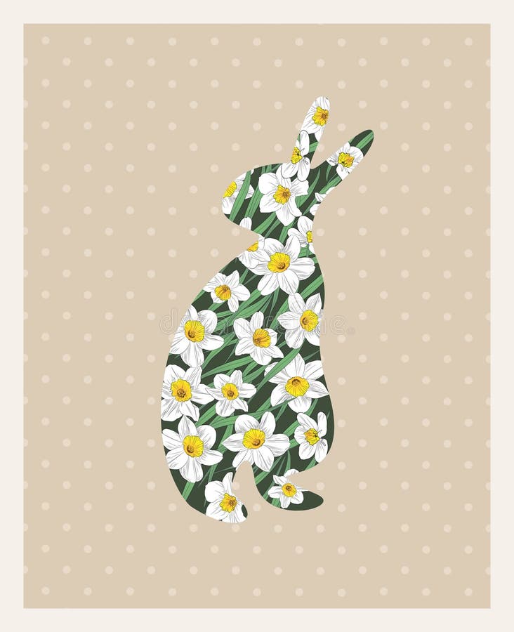 Silhouette of Easter Rabbit Bunny, Side View, Black and White. Nail ...