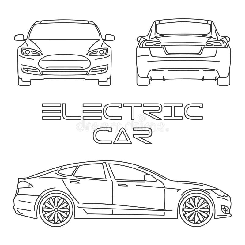 Silhouette of Electric Car. Outline Stock Vector - Illustration of auto ...
