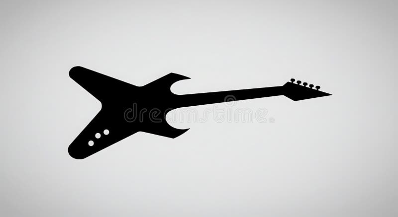 Silhouette of an Electric Guitar with a Distinctive, Angular Body Shape ...