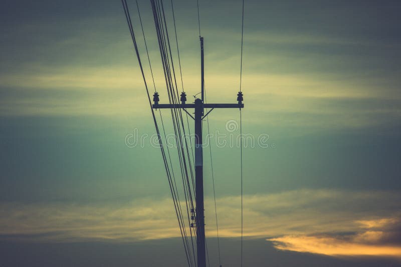 Silhouette electric pole stock image. Image of steel - 111649945