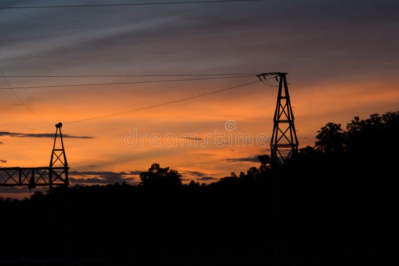 Silhouette of Electric Power Lines Stock Image - Image of industry ...
