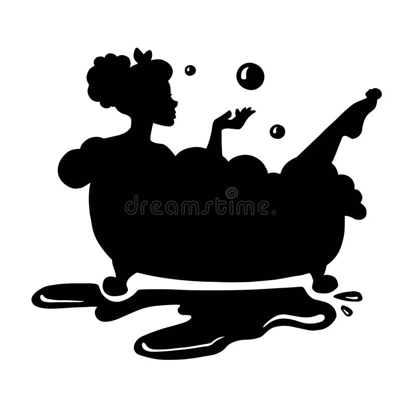 Silhouette Elegant Woman in the Bath with Foam Stock Vector ...