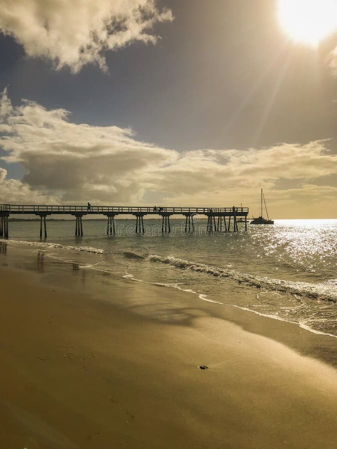 Silhouette of an Elevated Pier on the Sunset Stock Photo - Image of ...