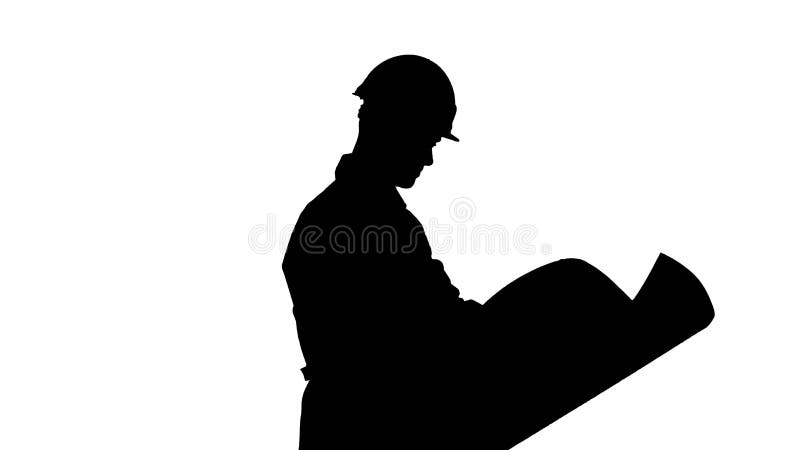 Silhouette Engineer Dancing with a Blueprint Being in a Good Mood ...