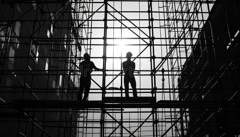 Silhouette Engineers Worker Discussion with Architects Work Planing in ...