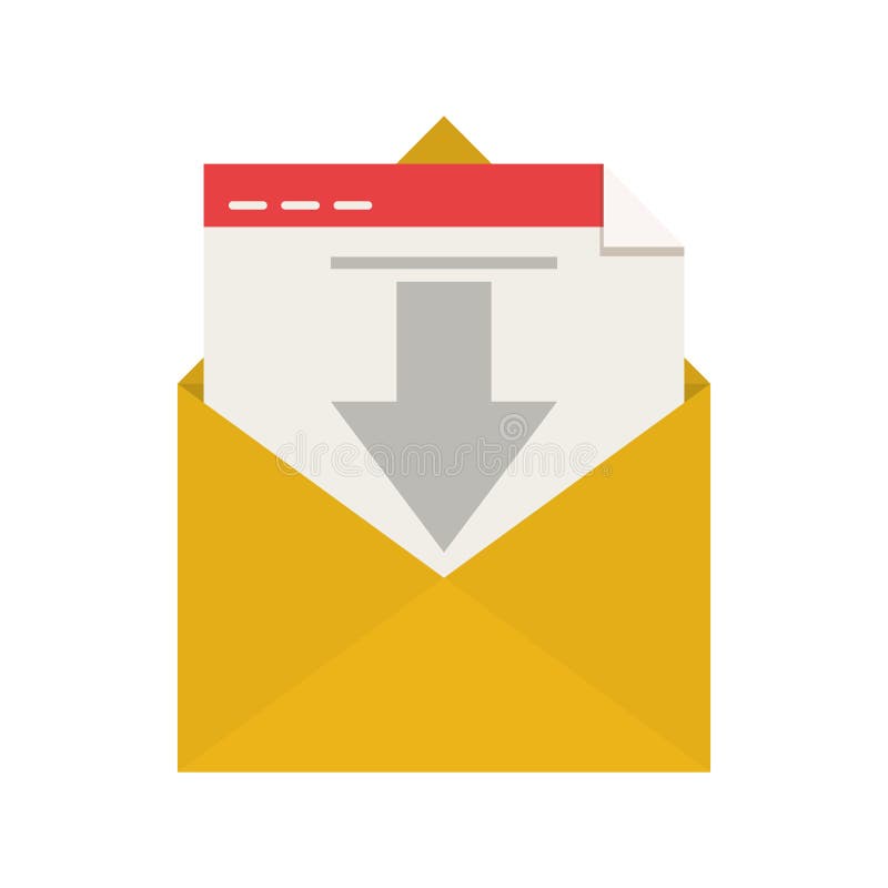 Silhouette Envelope Open Mail Arrow Down Stock Vector - Illustration of ...