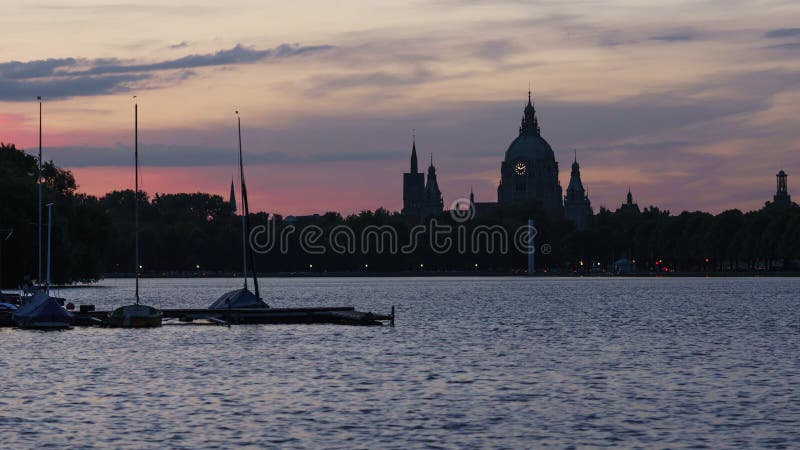 Silhouette of Evening Hanover Stock Photo - Image of boardwalk, night ...