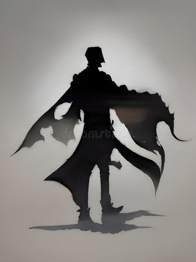Silhouette of a Evil Man in a Black and White Stock Illustration ...
