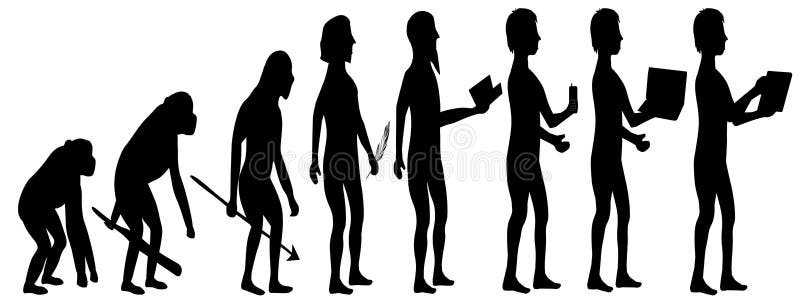 Silhouette Evolution from Monkey To Man Stock Vector - Illustration of ...