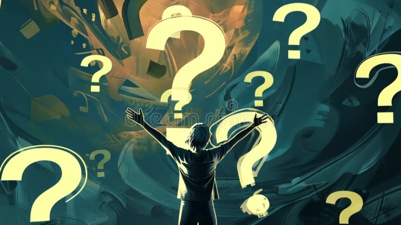 Silhouette among Exploding Question Marks Stock Video - Video of ...