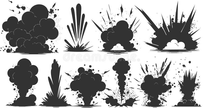 Silhouette Explosion Graphics with Various Smoke and Burst Designs ...