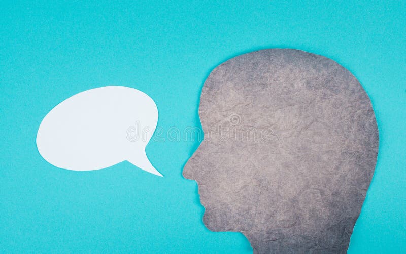 Silhouette of a Face Made with Scrambled Paper, Speech Bubble in White ...