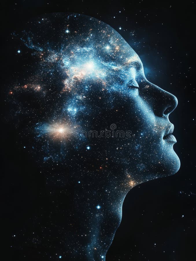 Silhouette of a Face Merging with a Starry Universe Stock Photo - Image ...