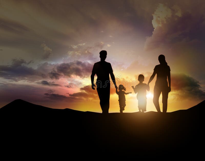 Silhouette Family Facing Sunset Stock Photos - Free & Royalty-Free ...