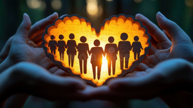 Glowing Heart Held Gentle Hands Symbol Love Care Stock Photos - Free ...