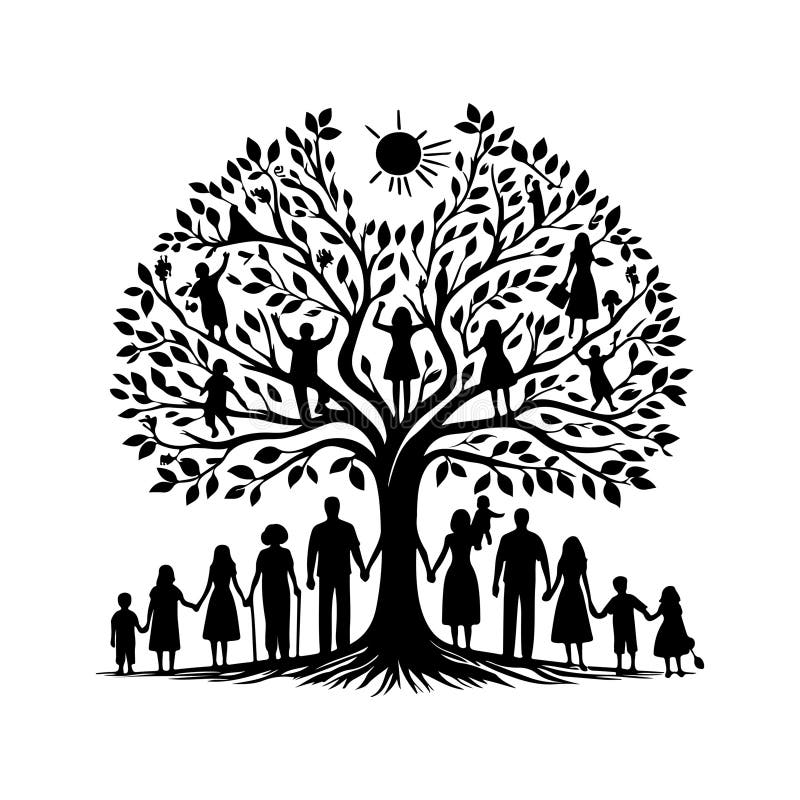 A Silhouette Family Tree Vector File (Editable). Stock Vector ...