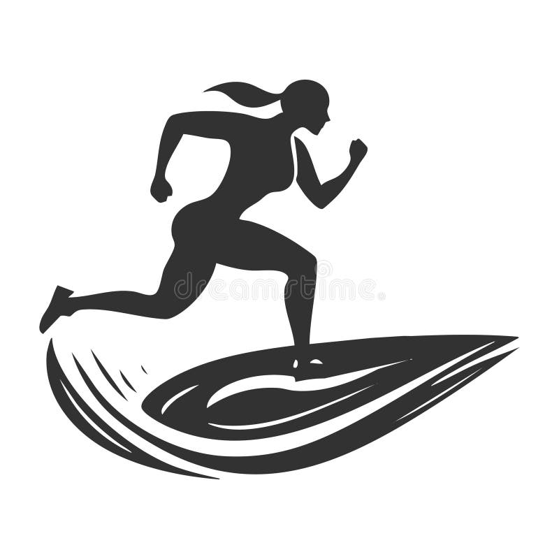 Silhouette of a Female Athlete Running with Dynamic Motion Lines. Stock ...